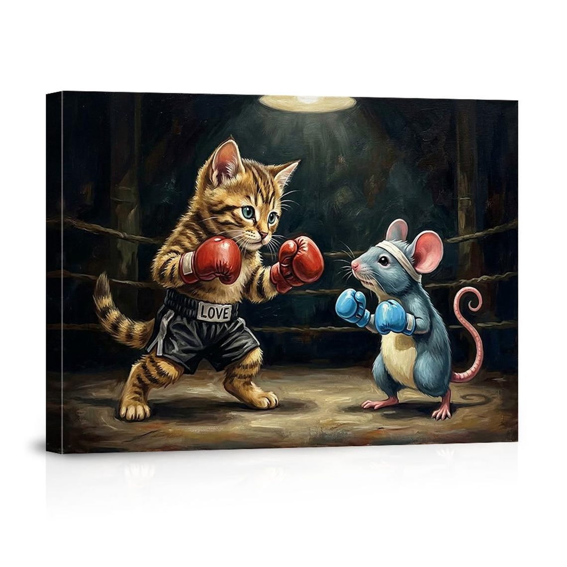 Boxing Cat And Mouse Animal For Home Bedroom Canvas - Walmart.com