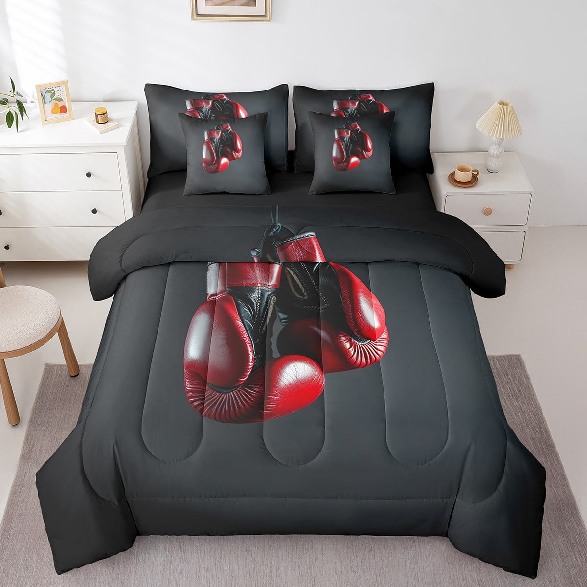 Boxing Comforter Set 7 Piece Bed in a Bag Twin,Sports Theme Boxing ...