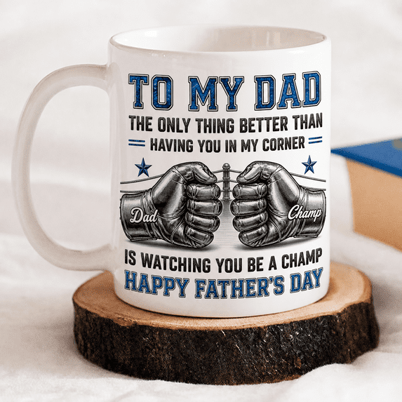 Boxing Dad Mug, Father’s Day Coffee Cup Gift from Son with Champ Glove ...
