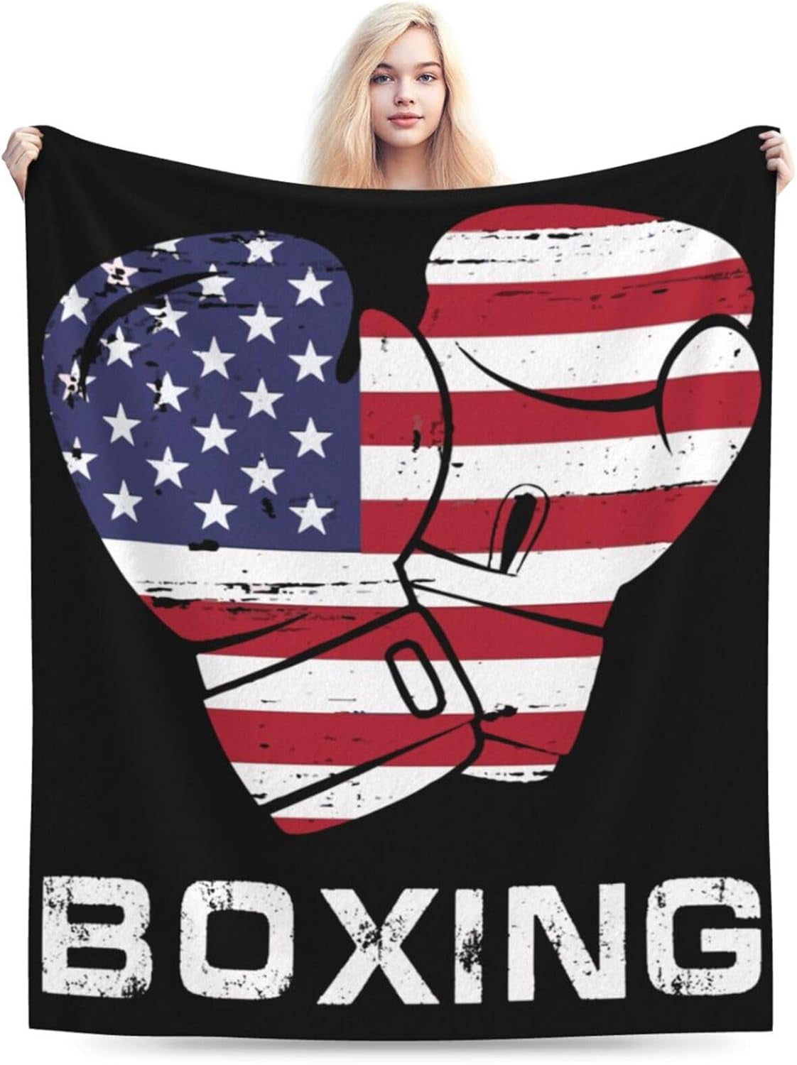 Boxing Design American Flag Throw Blanket for Couch 60"x50" Super Soft ...