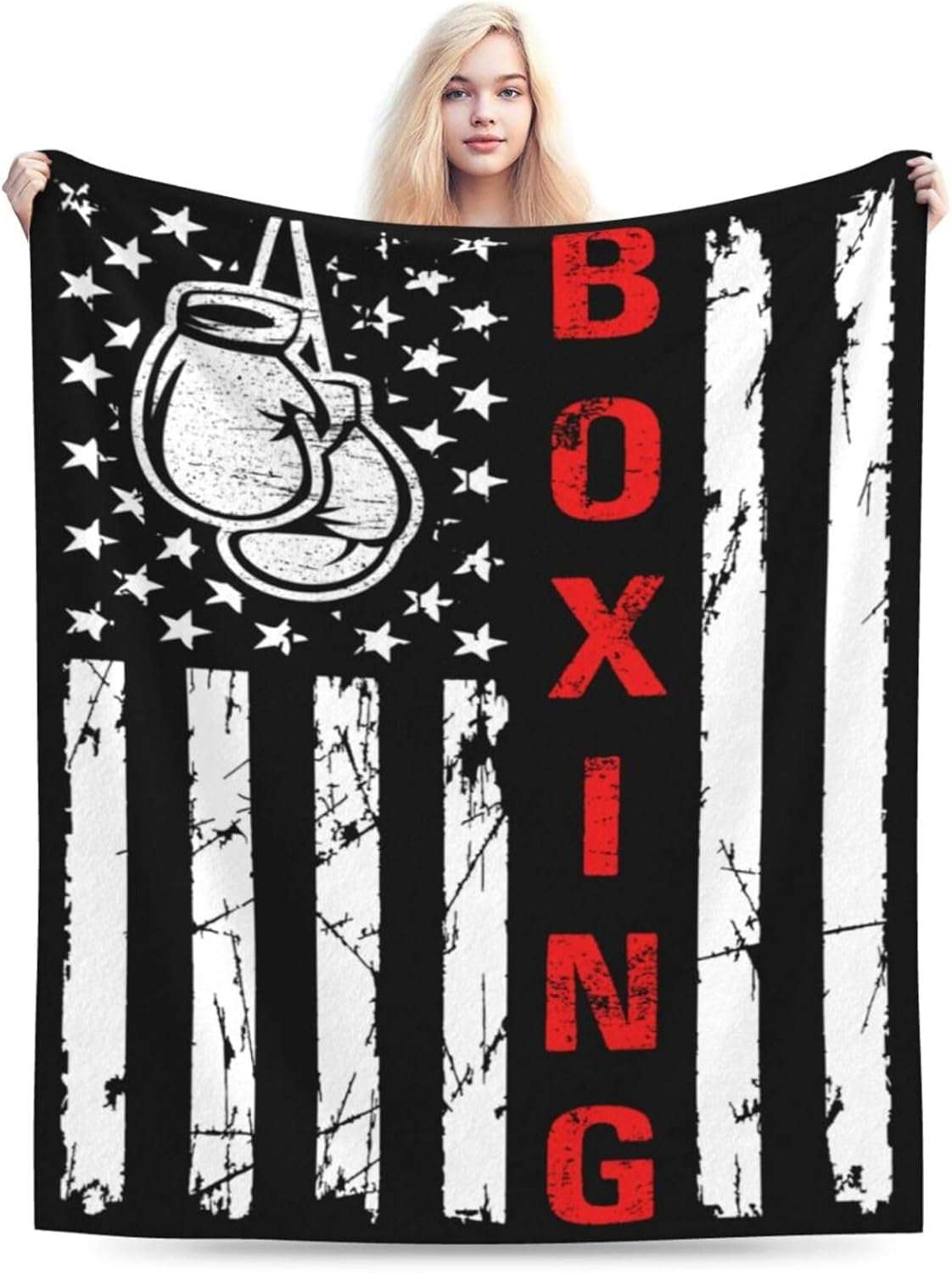 Boxing Design American Flag Throw Blanket for Couch 80"x60" Super Soft ...