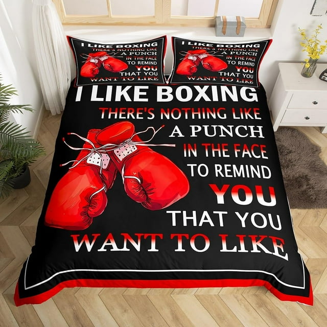Boxing Duvet Cover Set,Men Boxing Gloves Pattern Comforter Cover,Sports ...