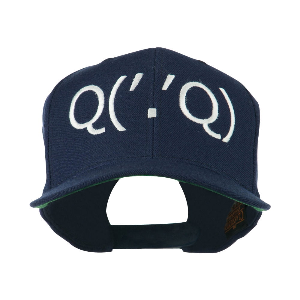 Boxing Face Emoticon Embroidered Snapback Cap - Navy OSFM - Walmart.com