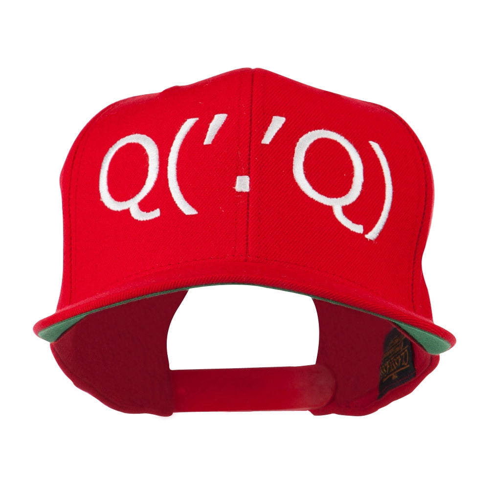Boxing Face Emoticon Embroidered Snapback Cap - Red OSFM - Walmart.com