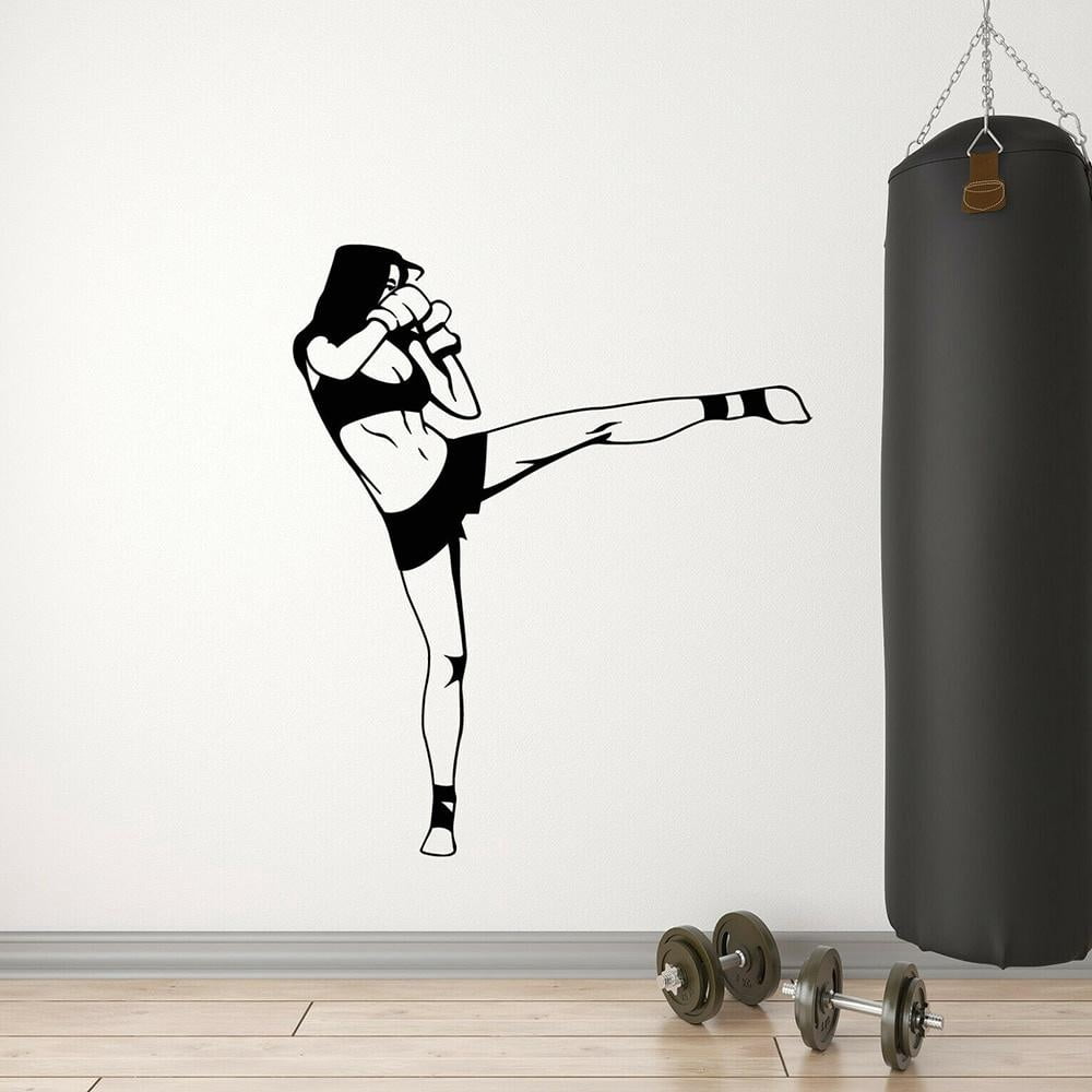 Boxing Girl Vinyl Wall Decal Woman Sports Kick Boxing Gym MMA Martial ...