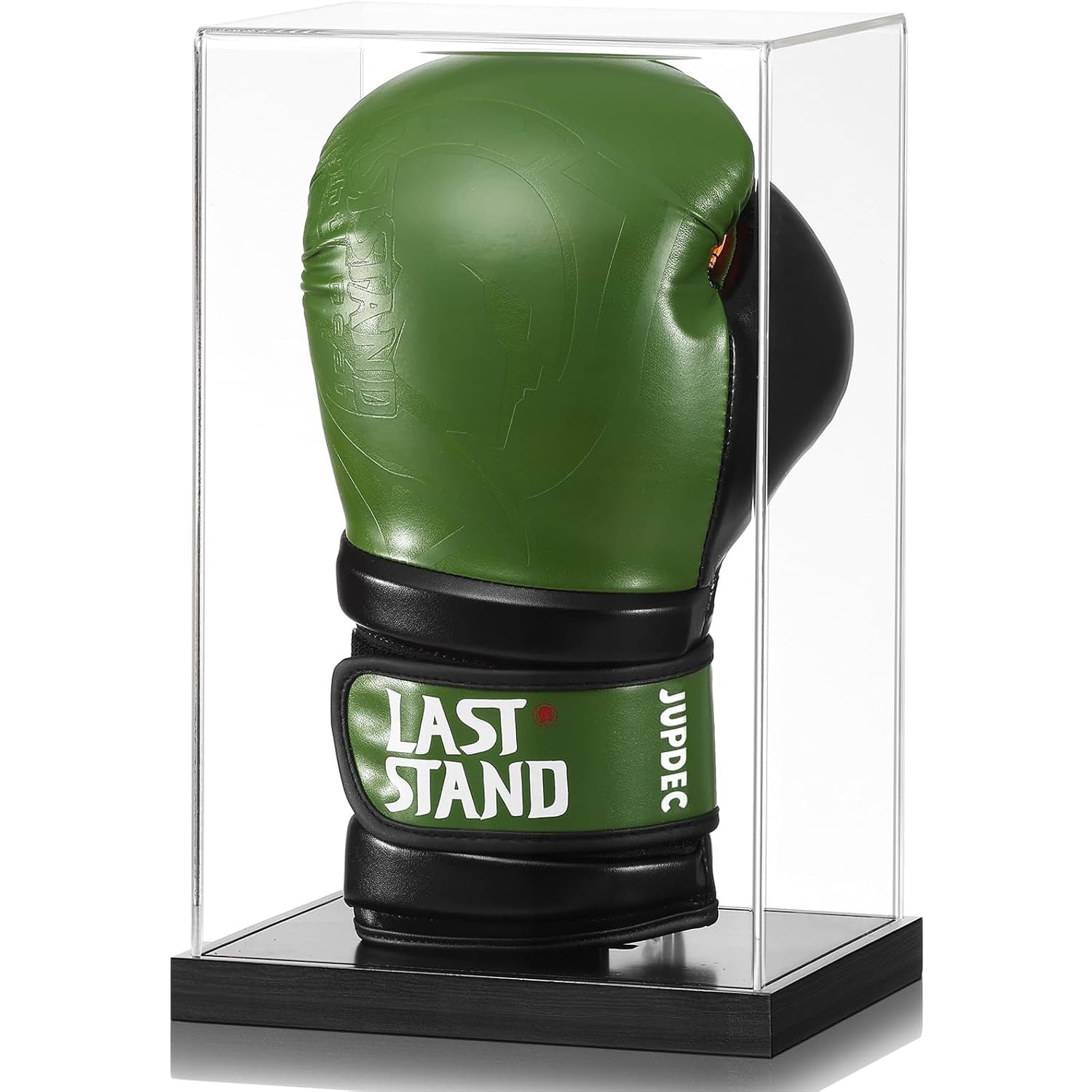 Boxing Glove Display Case, Clear Acrylic Showcase with Wood Base ...