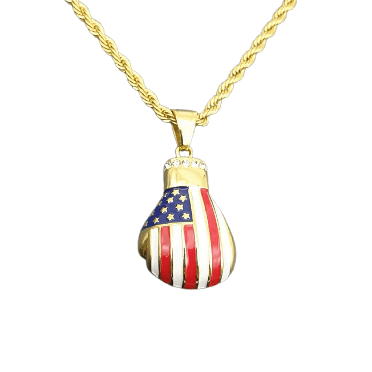 Boxing Glove Pendant, American Flag Boxing Glove Necklace for Men, Iced ...