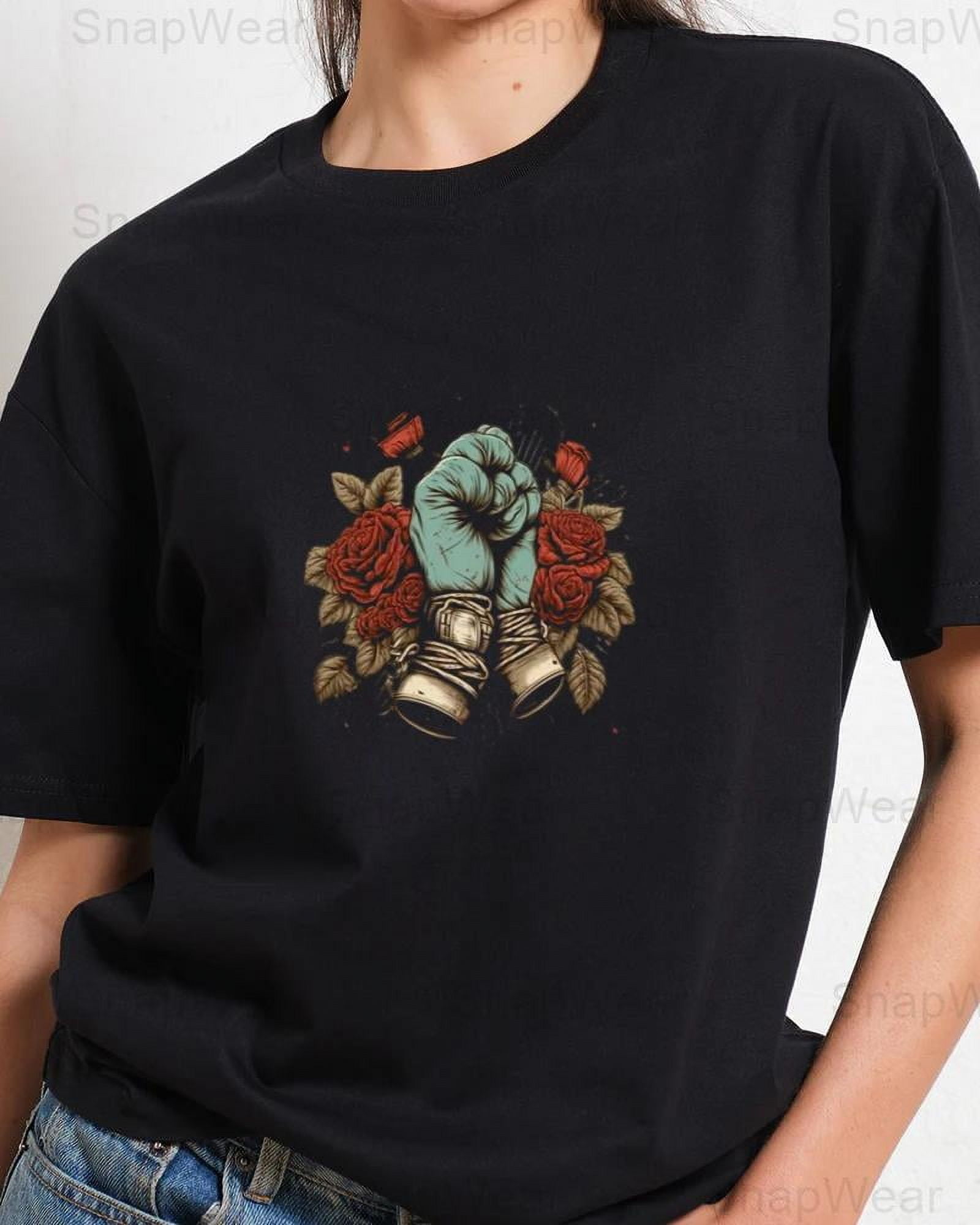 Boxing Glove Roses Tattoo Art Style Fight Sport Combat Flower Ink T ...