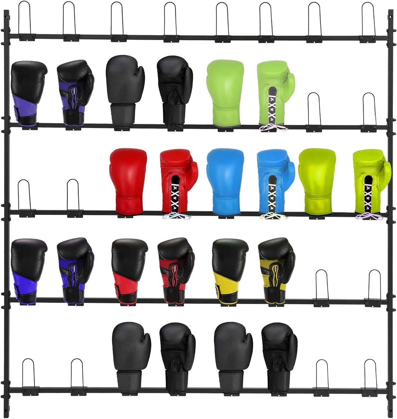 Boxing Glove Storage Rack, 5 Tiers Wall-Mounted Boxing Glove Holder ...