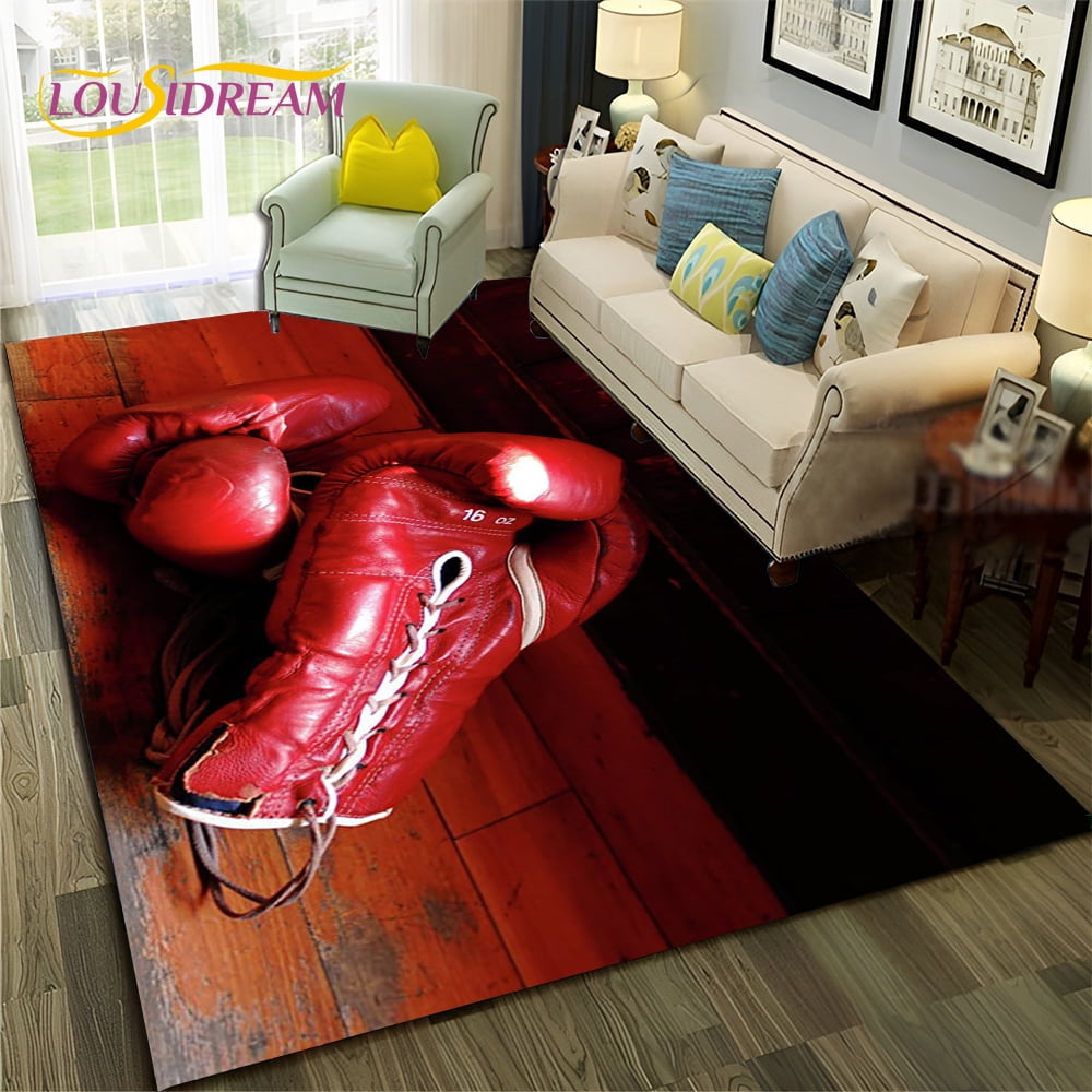 Boxing Gloves 3D Boxer Fight HD Carpet Rug for Home Living Room Bedroom ...