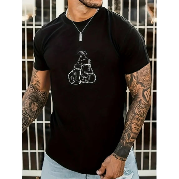 Boxing Gloves Graphic Men's Short Sleeve T-shirt, Comfy Stretchy s For ...