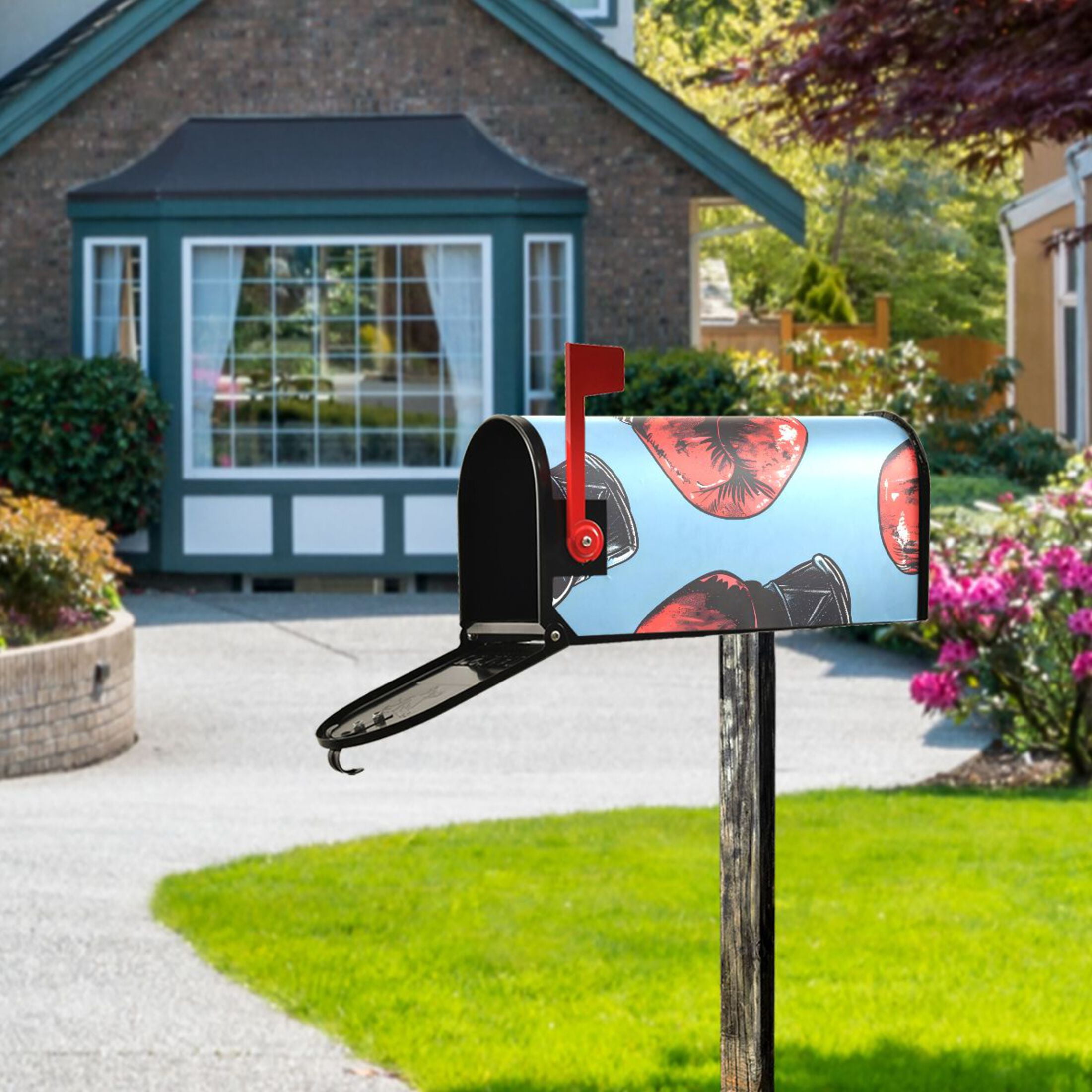 Boxing Gloves Mailbox Cover Magnetic Standard Size Post Box Cover Wraps ...