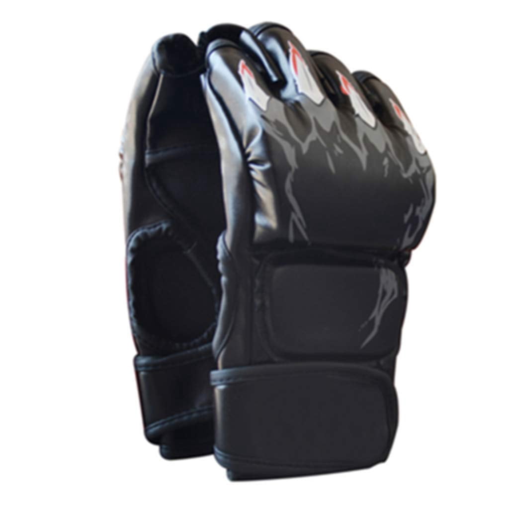 Boxing Gloves Men, Half-Finger Boxing Fight Gloves MMA Mitts with ...