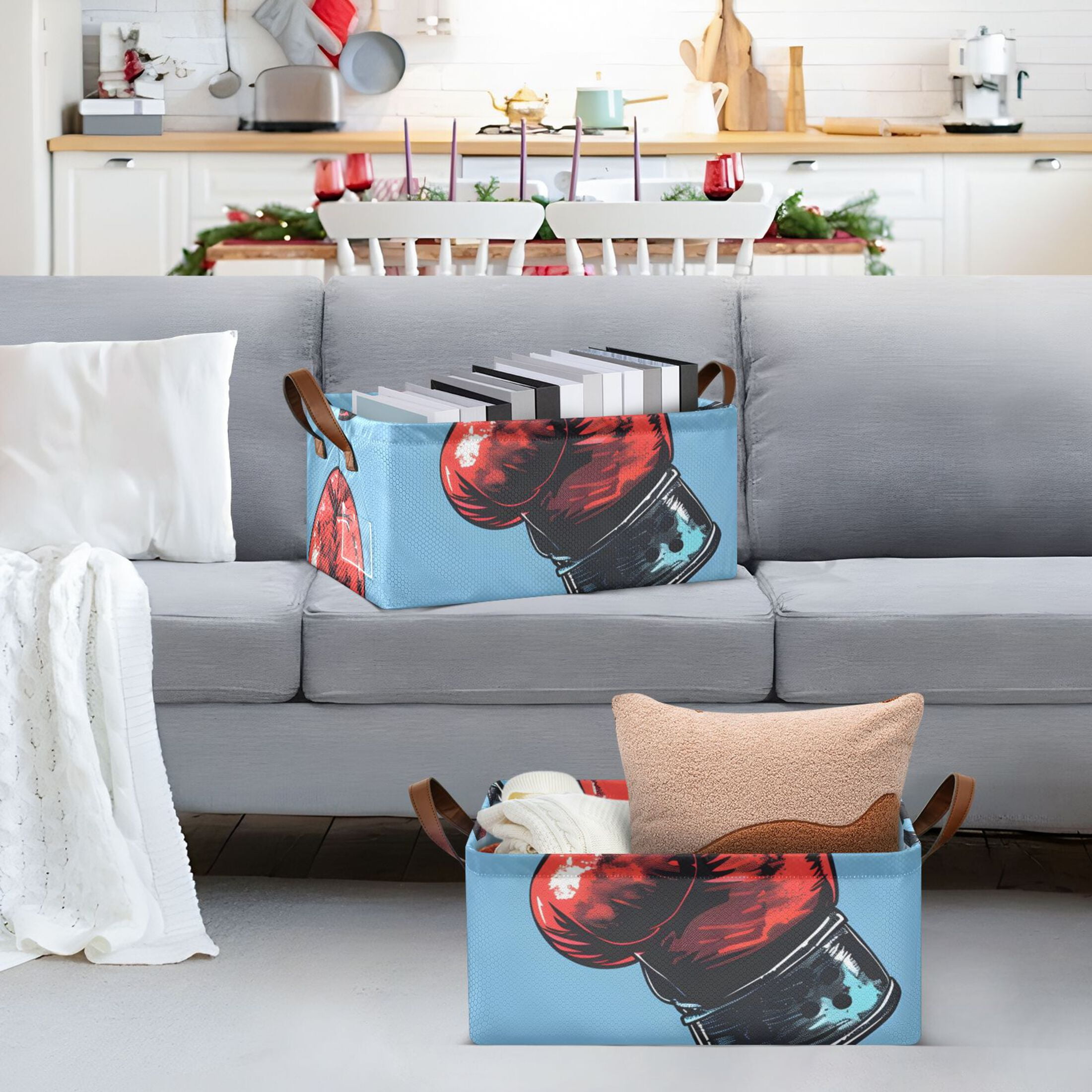 Boxing Gloves Storage Bins with Handles Foldable Storage Baskets for ...