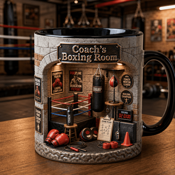 Boxing Gym Mug 3D Effect Mug for Boxing Coach, Coach’s Boxing Room Gift ...
