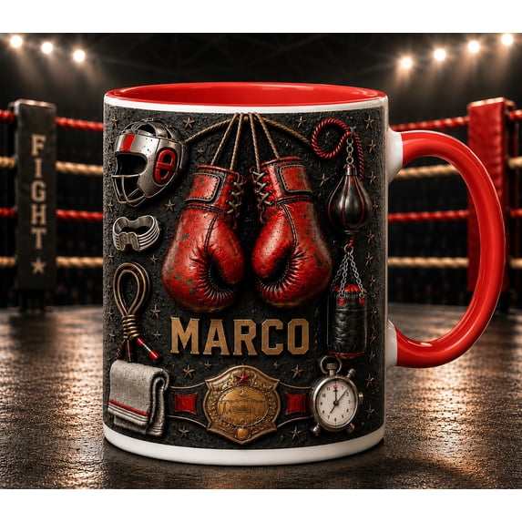 Boxing Gym Mug 3D Effect with Boxing Gloves Design for Fighters and ...