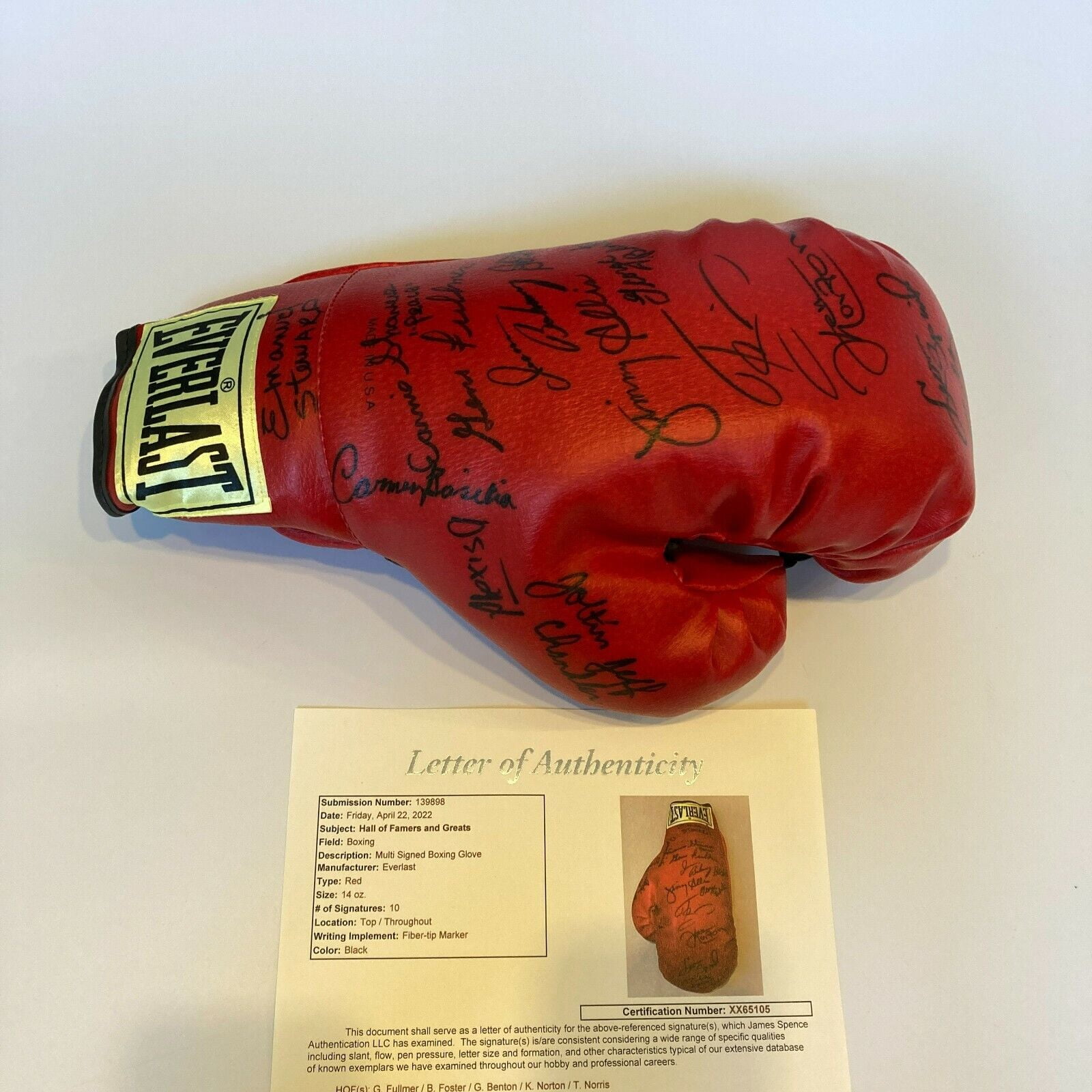 Boxing Hall Of Fame Legends Multi Signed Everlast Boxing Glove 10 ...