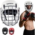 Boxing Headgear with Removable Face Grill, Maya Hide Leather MMA Head ...