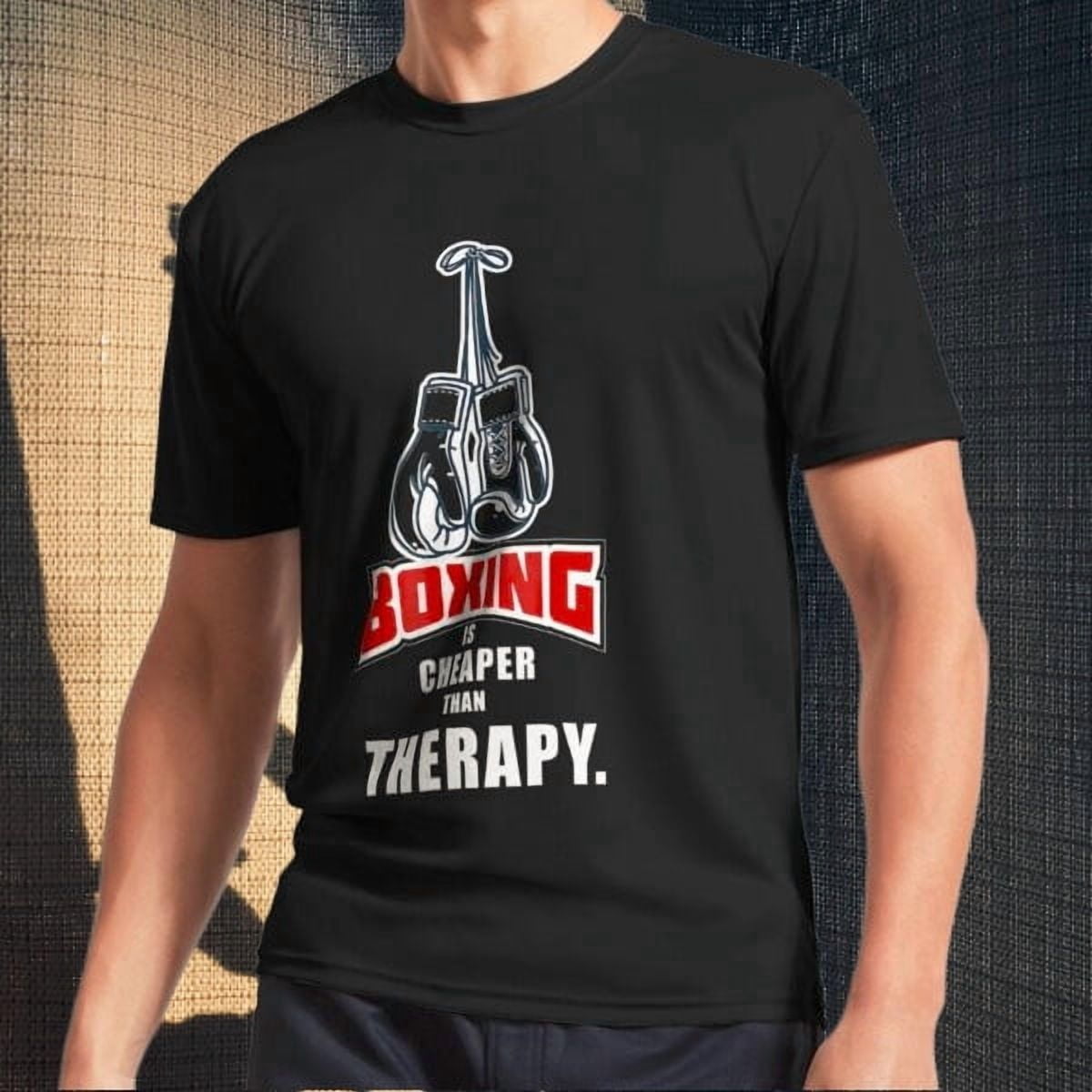 Boxing Its Cheaper Than Therapy Funny Say Logo Men's T-Shirt Funny Size ...