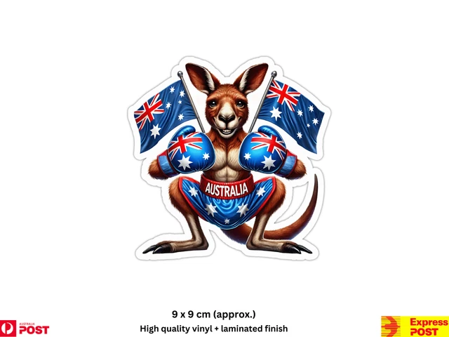 Boxing Kangaroo Australian Flag Sport Theme Sticker Phone Decal Water ...