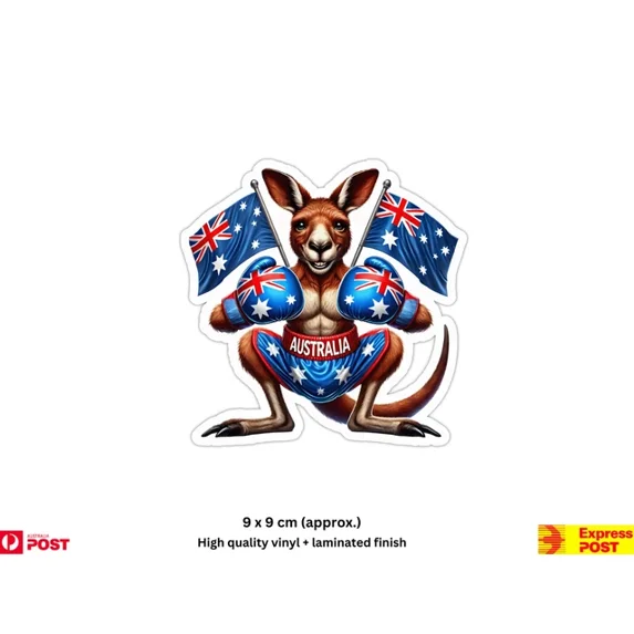 Boxing Kangaroo Australian Flag Sport Theme Sticker Phone Decal Water ...