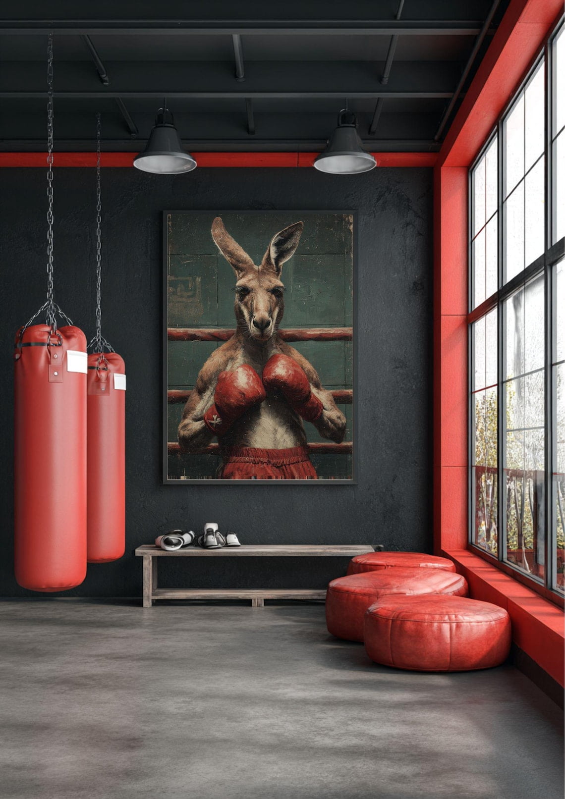 Boxing Kangaroo Print, Athletic Sports Wall Art, Unframed Paper Poster ...