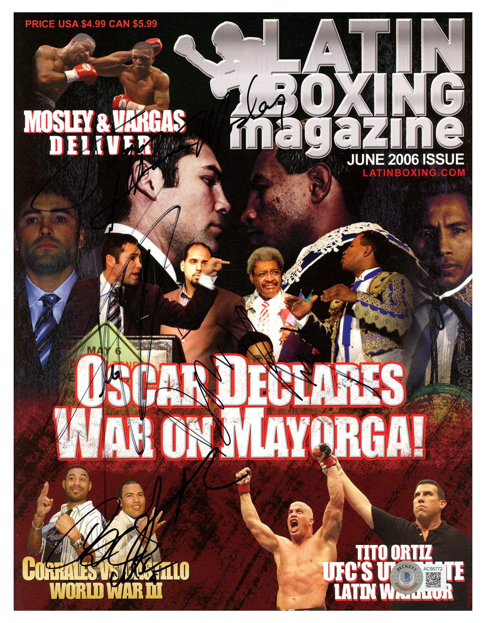 Boxing Legends Autographed Latin Boxing Magazine With 5 Signatures ...