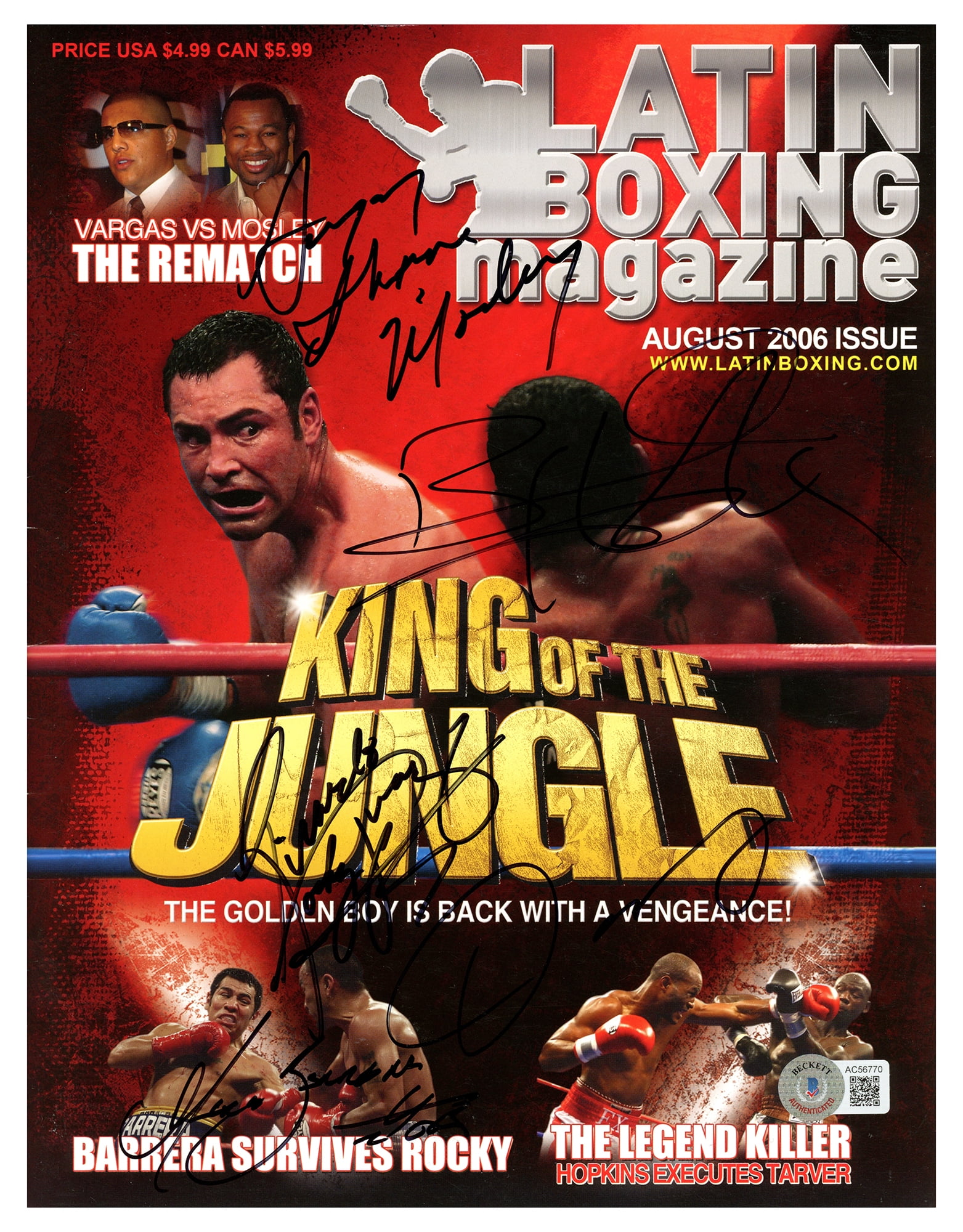 Boxing Legends Autographed Latin Boxing Magazine With 5 Signatures ...