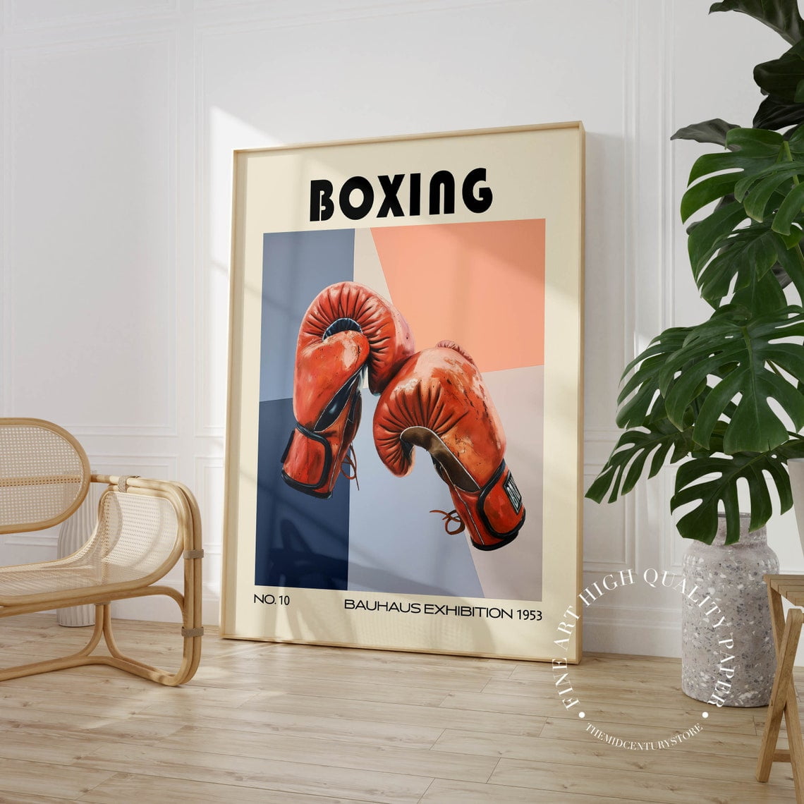 Boxing Lover Gift Print Bauhaus Exhibition Poster Retro Sport Wall Art ...