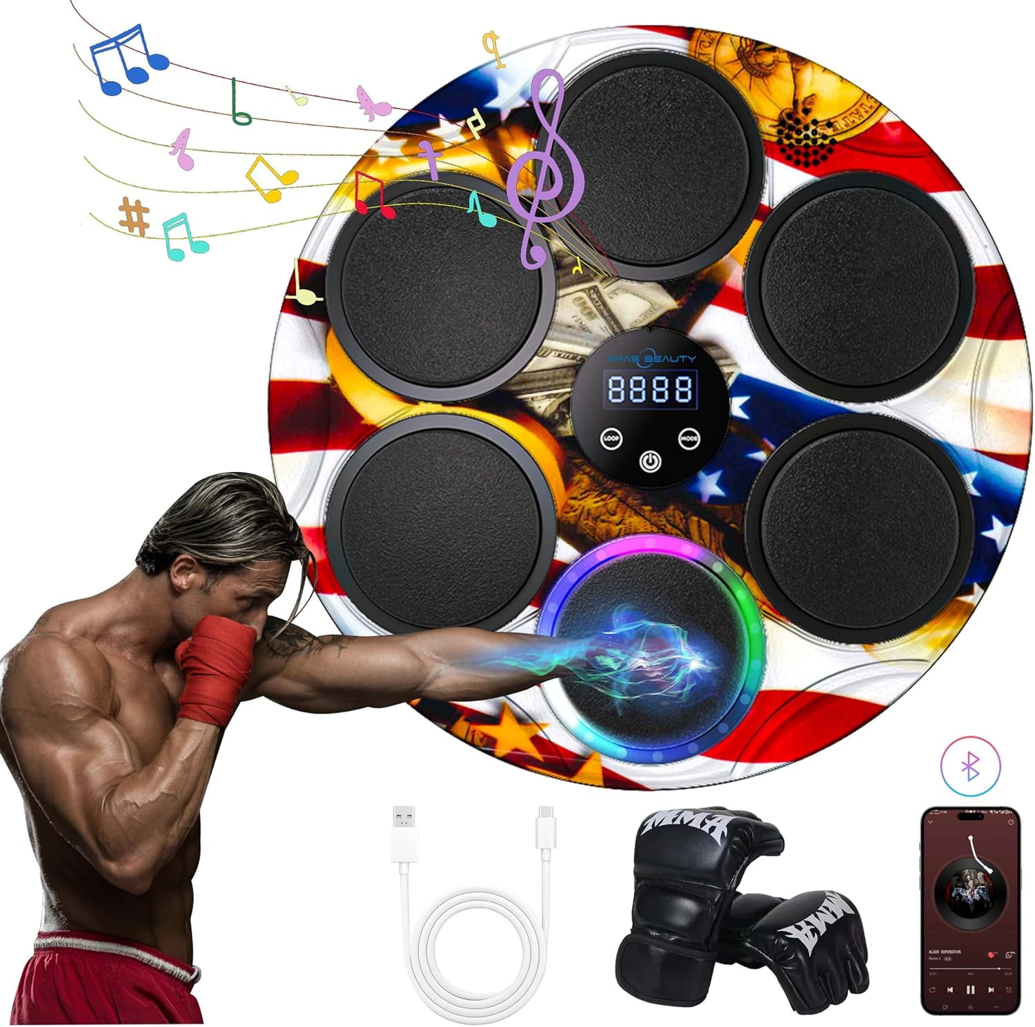 Boxing Machine with Boxing Gloves，Boxing Machine Wall Mounted Music ...