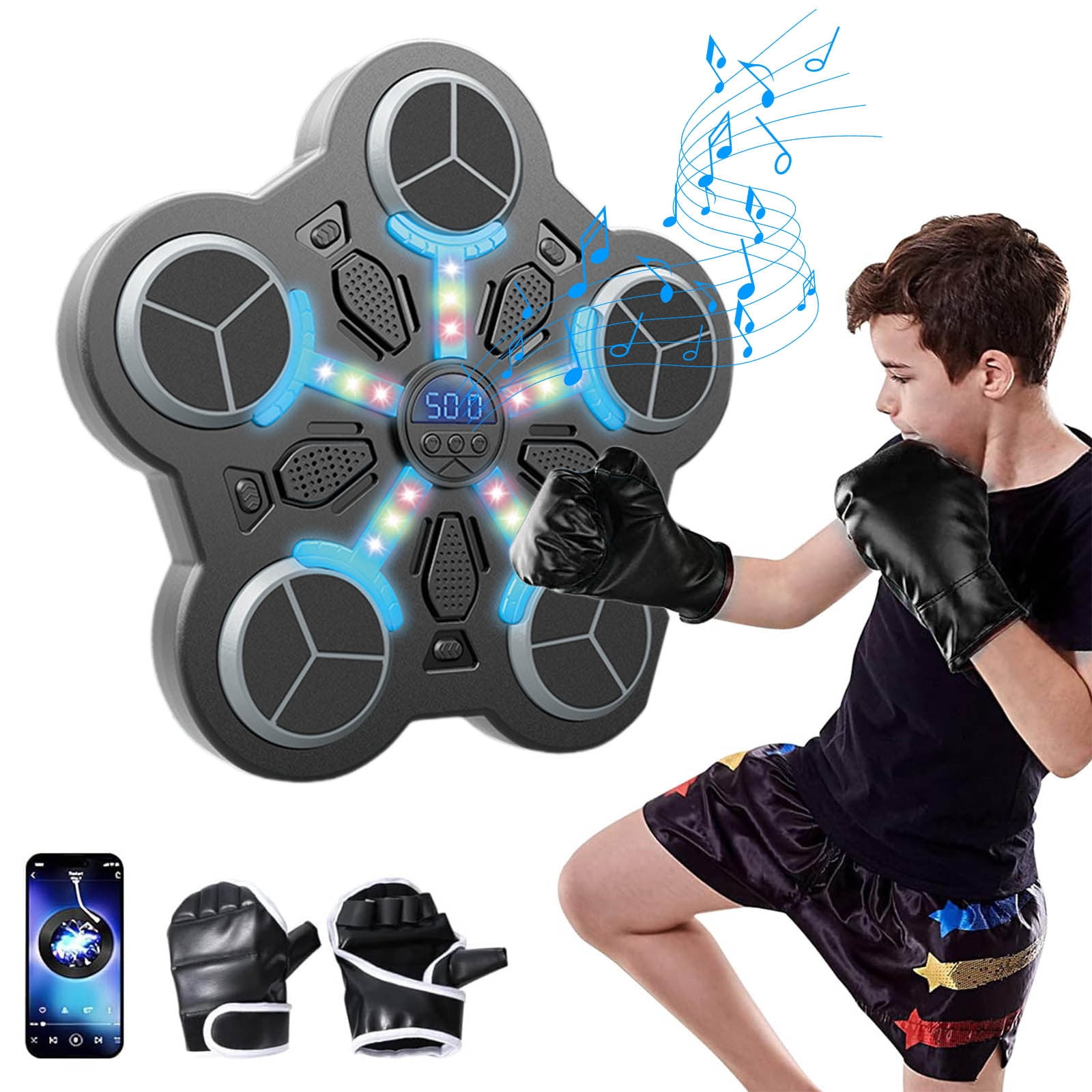 Boxing Machine Wall Mounted,Music Punch Machine with Boxing Gloves ...