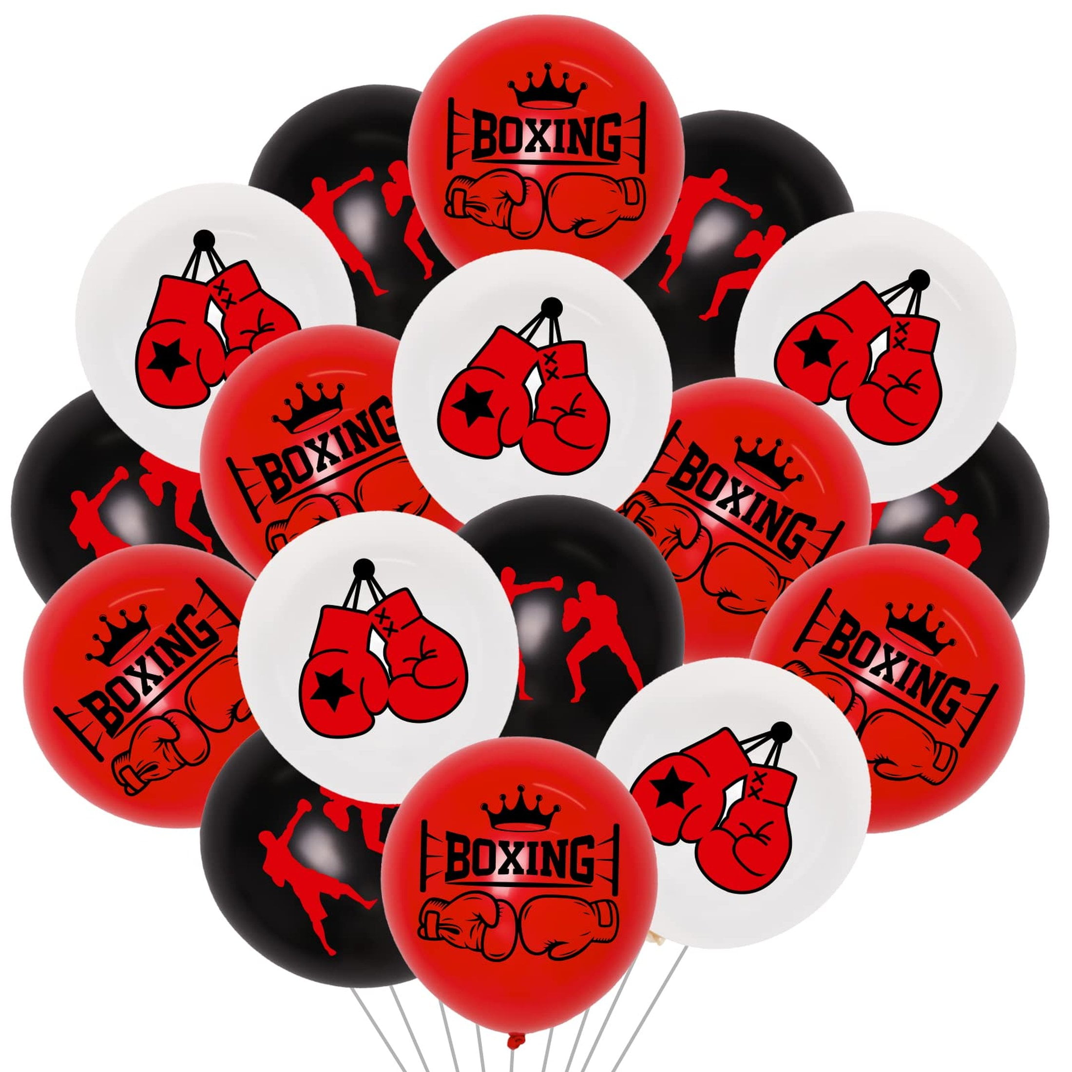 Boxing Match Balloon Set - 40pc 12" Red Black White Latex Balloons with ...