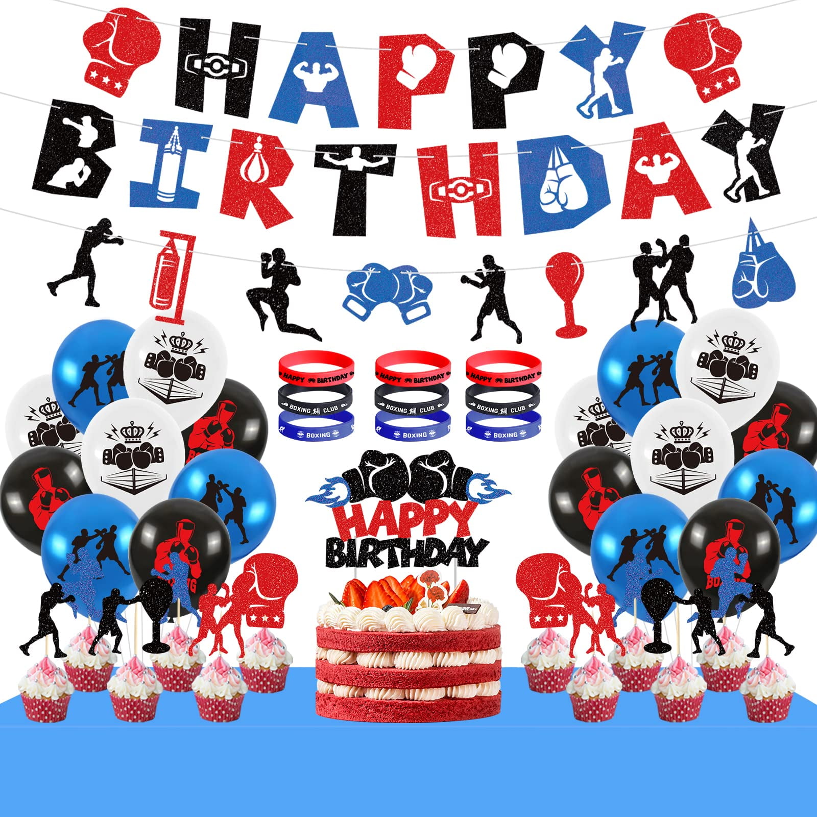Boxing Match Birthday Party Decorations - AFN1Boxing Happy Birthday ...