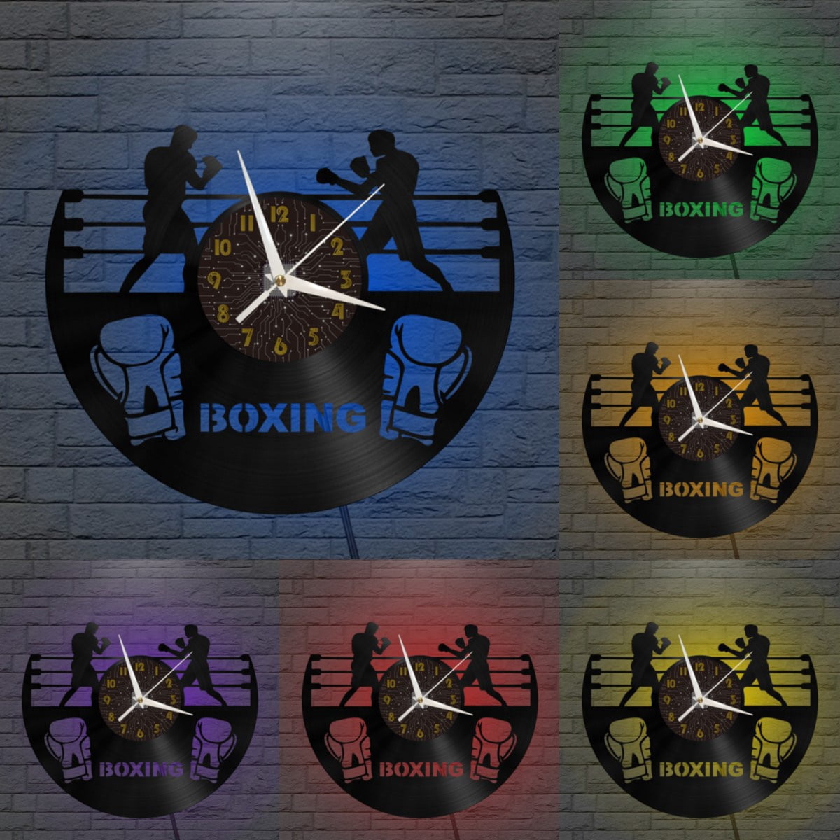 Boxing Match Vinyl Wall Clock, Vinyl Record Clock Wall Art Silent & Non ...