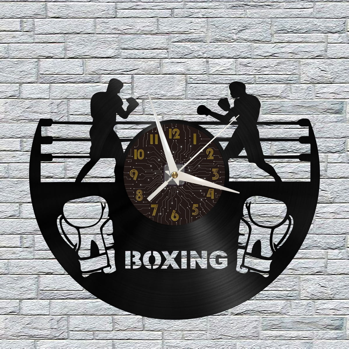 Boxing Match Vinyl Wall Clock, Vinyl Record Clock Wall Art Silent & Non ...