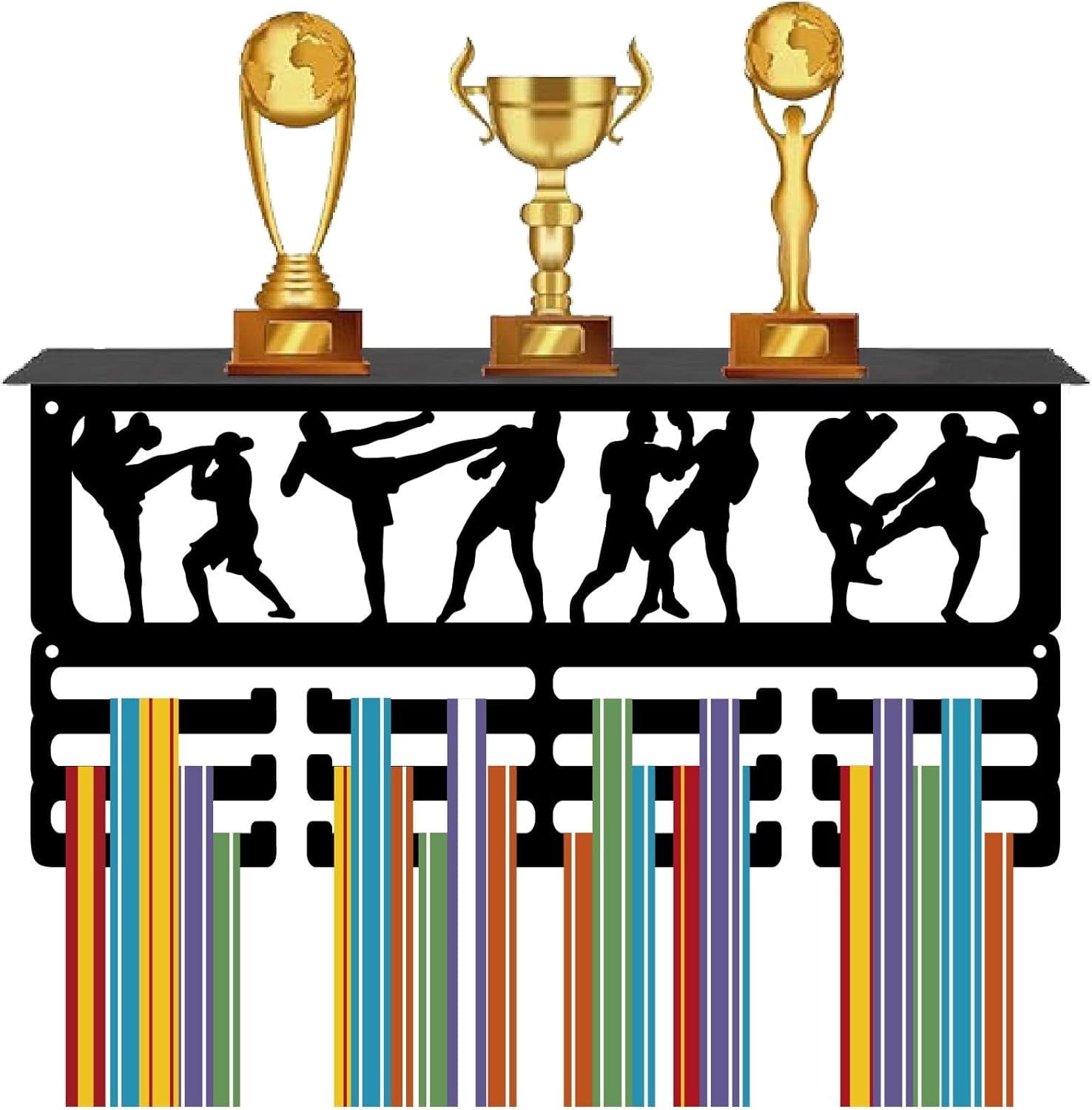 Boxing Medal Holder Trophy Shelf Display with 12 Hooks Sports Medal ...