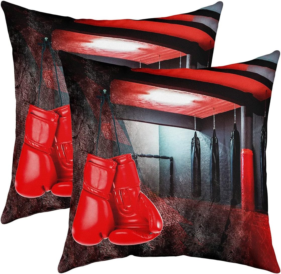 Boxing Pillow Covers 18x18 Set of 2 Sports Games Theme Decorative Throw ...