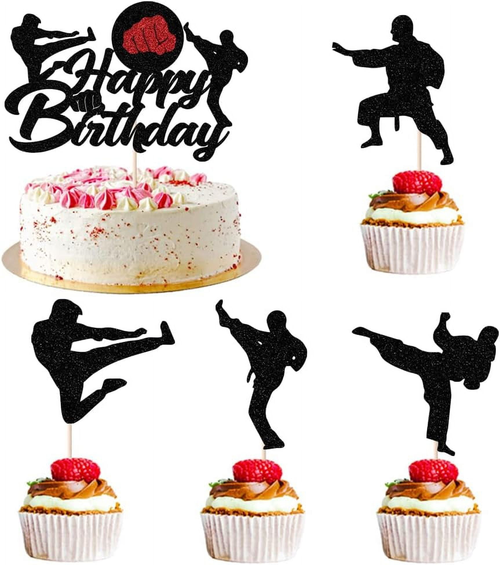 Boxing Player Cupcake Toppers - Set of 5 Glittery Boxer Gym Theme ...