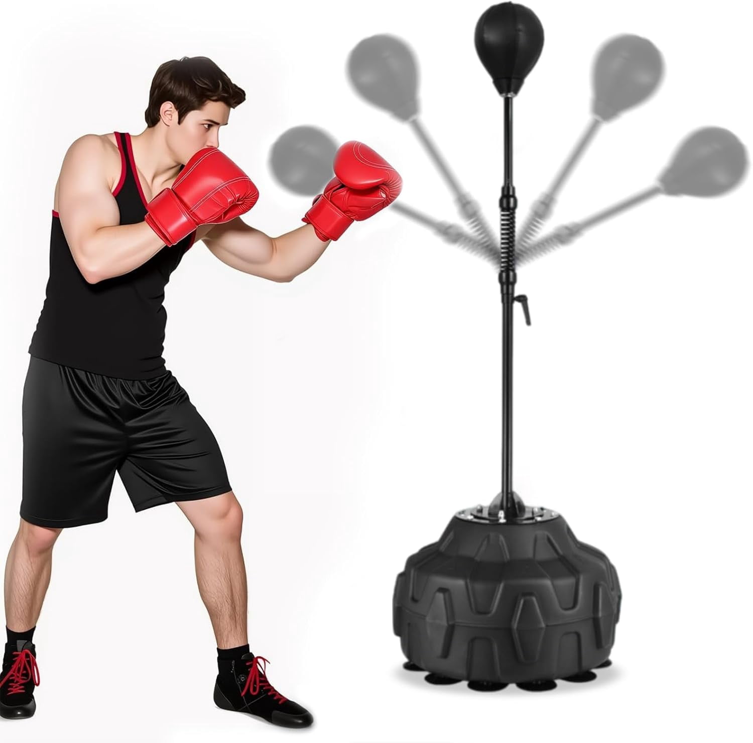Boxing Reflex Bag,Punch Ball Stand Box Trainer,55.9-71.6-Inches Height ...