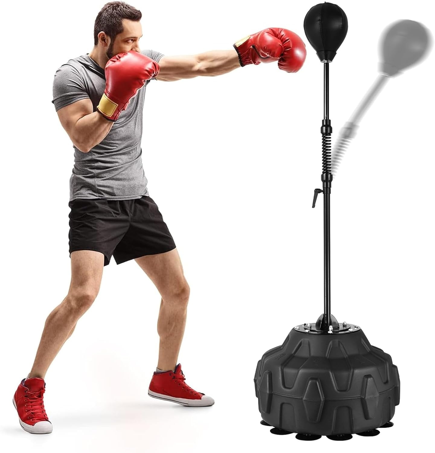 Boxing Reflex Bag,Punch Ball Stand Box Trainer,55.9-71.6-Inches Height ...