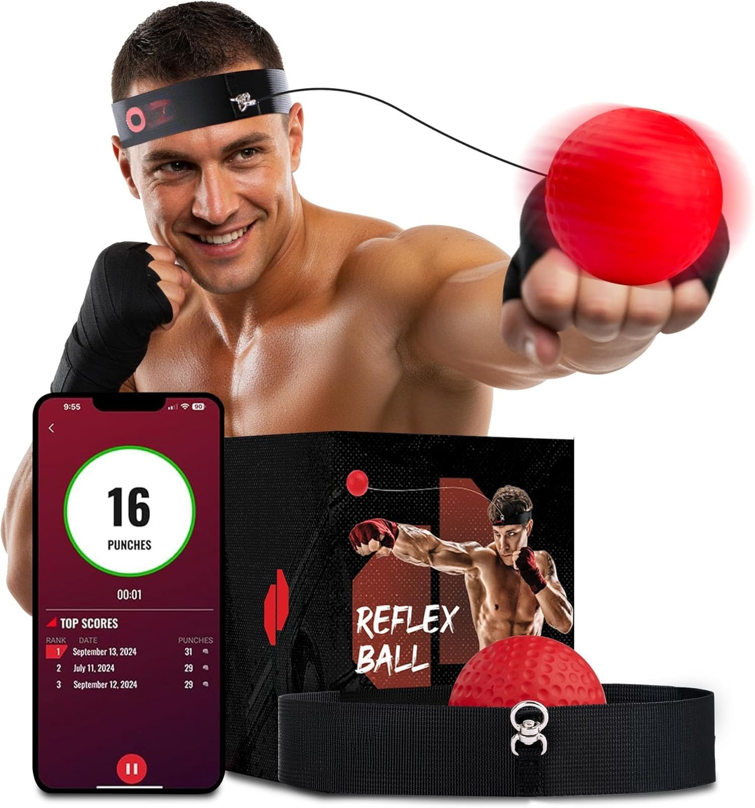 Boxing Reflex Ball with Punch Counter App | Boxing Equipment - Speed ...
