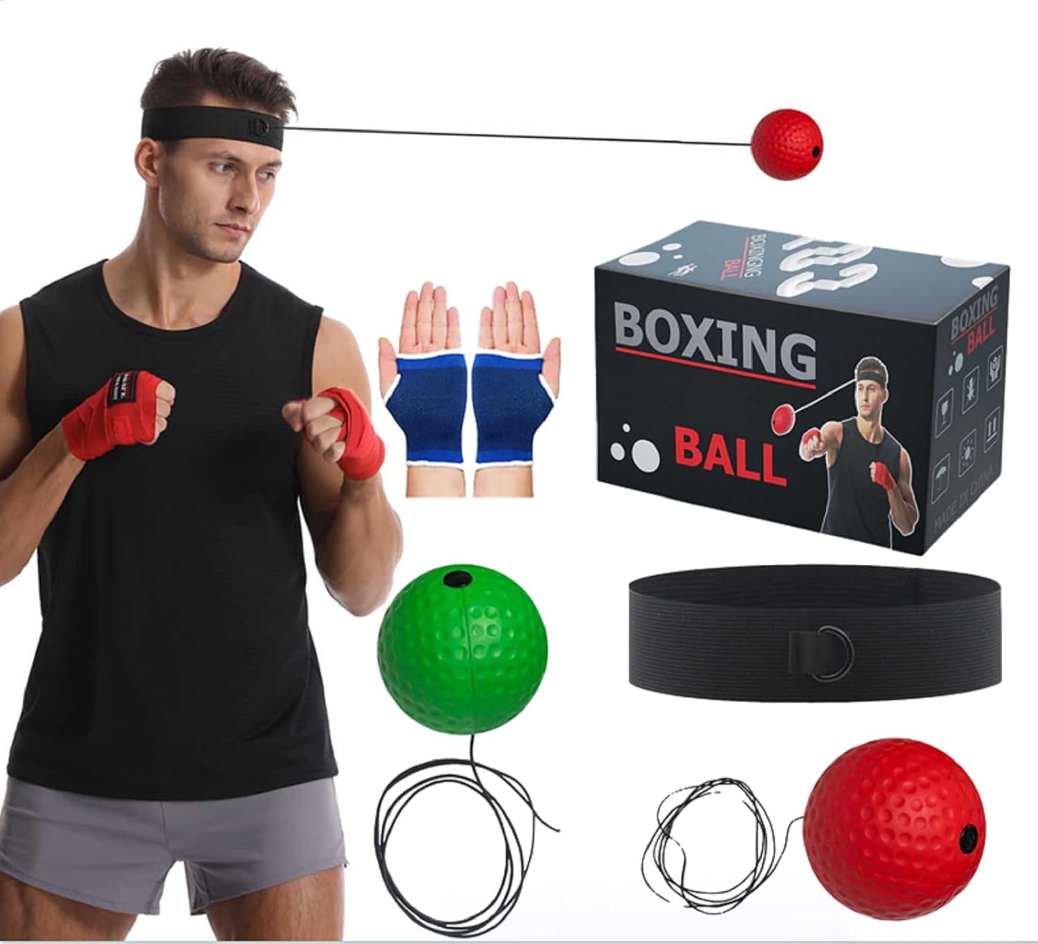 Boxing Reflex Ball Set, Box Bollen with Headband Perfect for Reaction ...