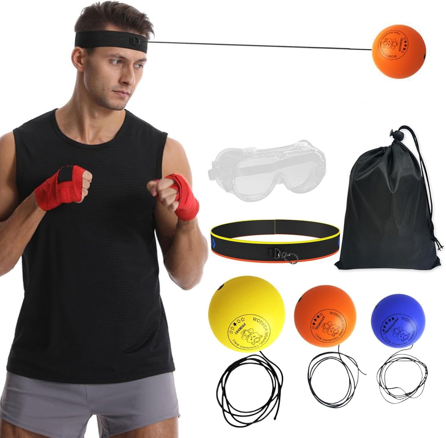 Boxing Reflex Ball Set, Boxing Training Ball Set with Adjustable ...