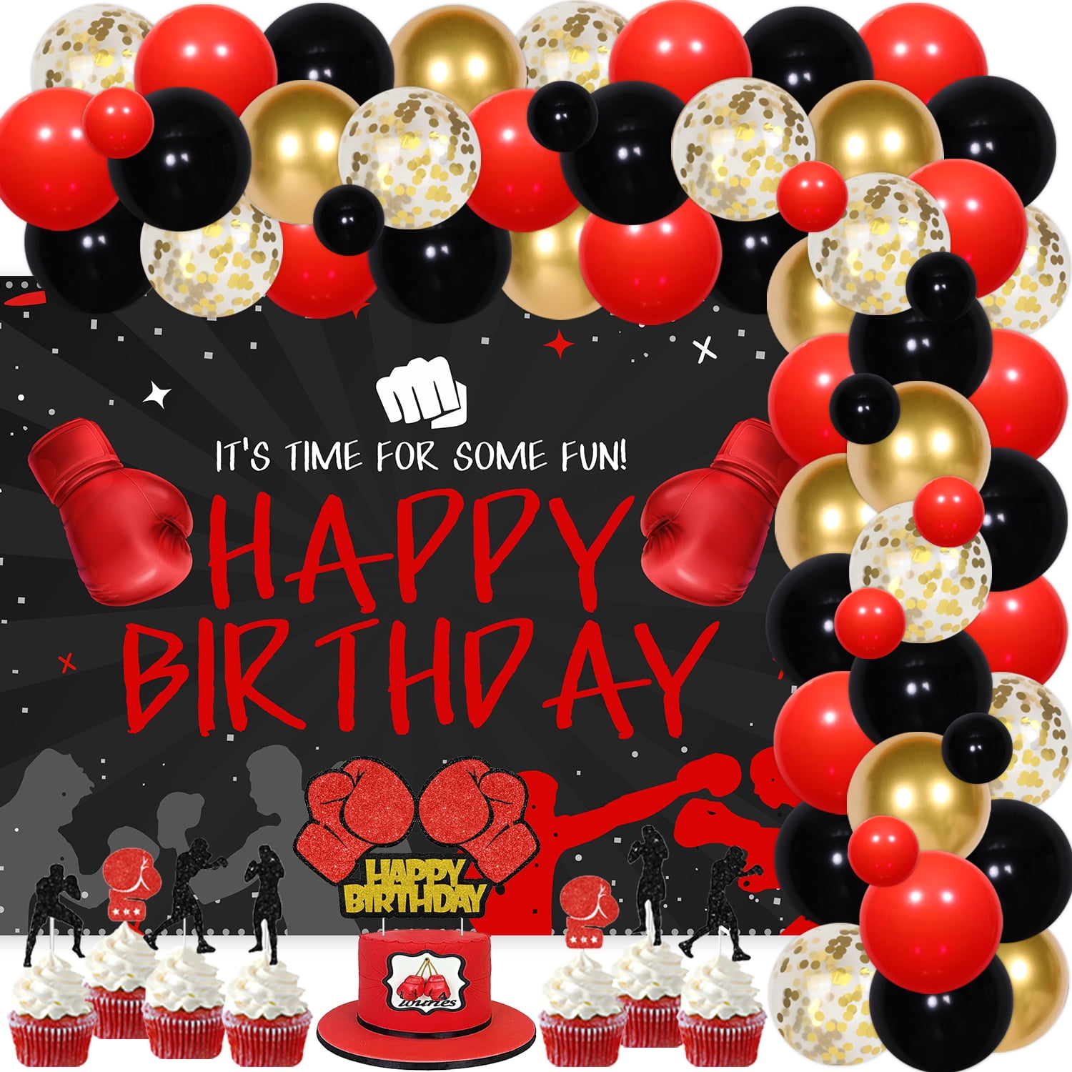 Boxing Themed Birthday Party Decorations Boxing Match Red and Black ...