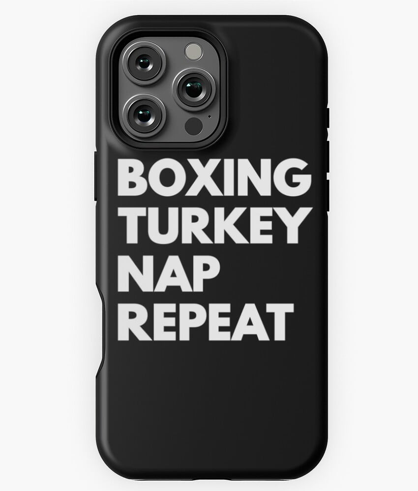 Boxing Turkey Nap Repeat Thanksgiving Phone Case for iPhone 16 15 14 13 ...