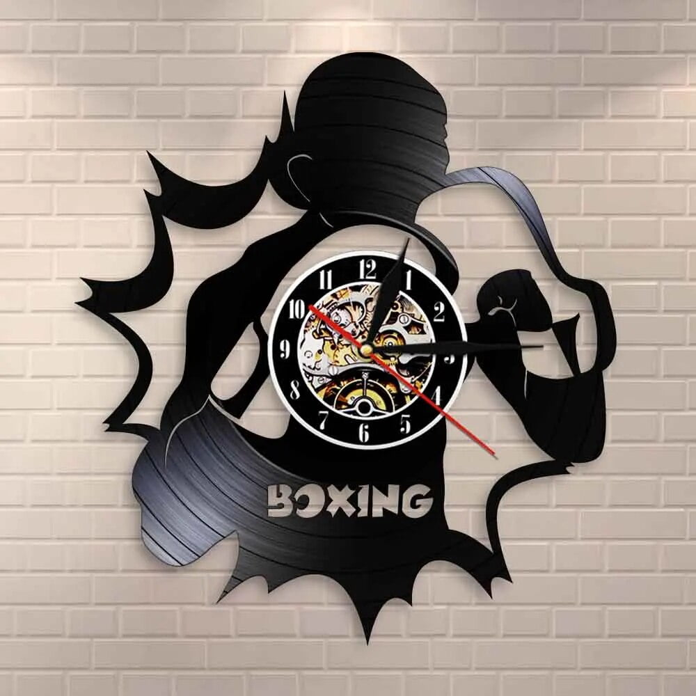 Boxing Vinyl Wall Clock,Vinyl Record Clock Wall Art Black Handmade Art ...