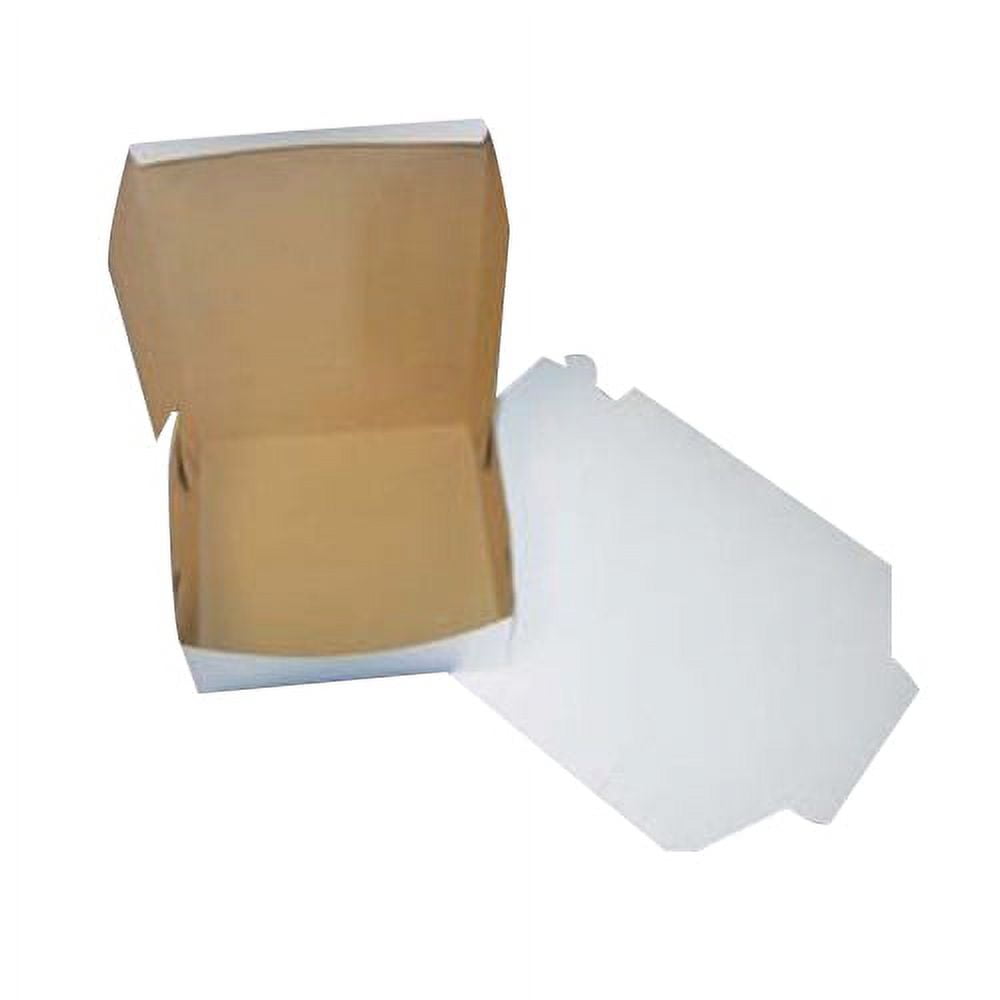 Boxit Corporation Lock Corner 1-Piece #2 Eclair Box White Outside and Kraft Inside, 6.25" Length ...