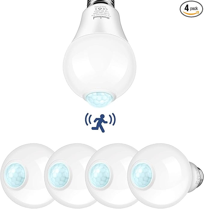 Boxlood Motion Sensor Light Bulbs, 12W(100-Watt Equivalent) PIR Motion ...