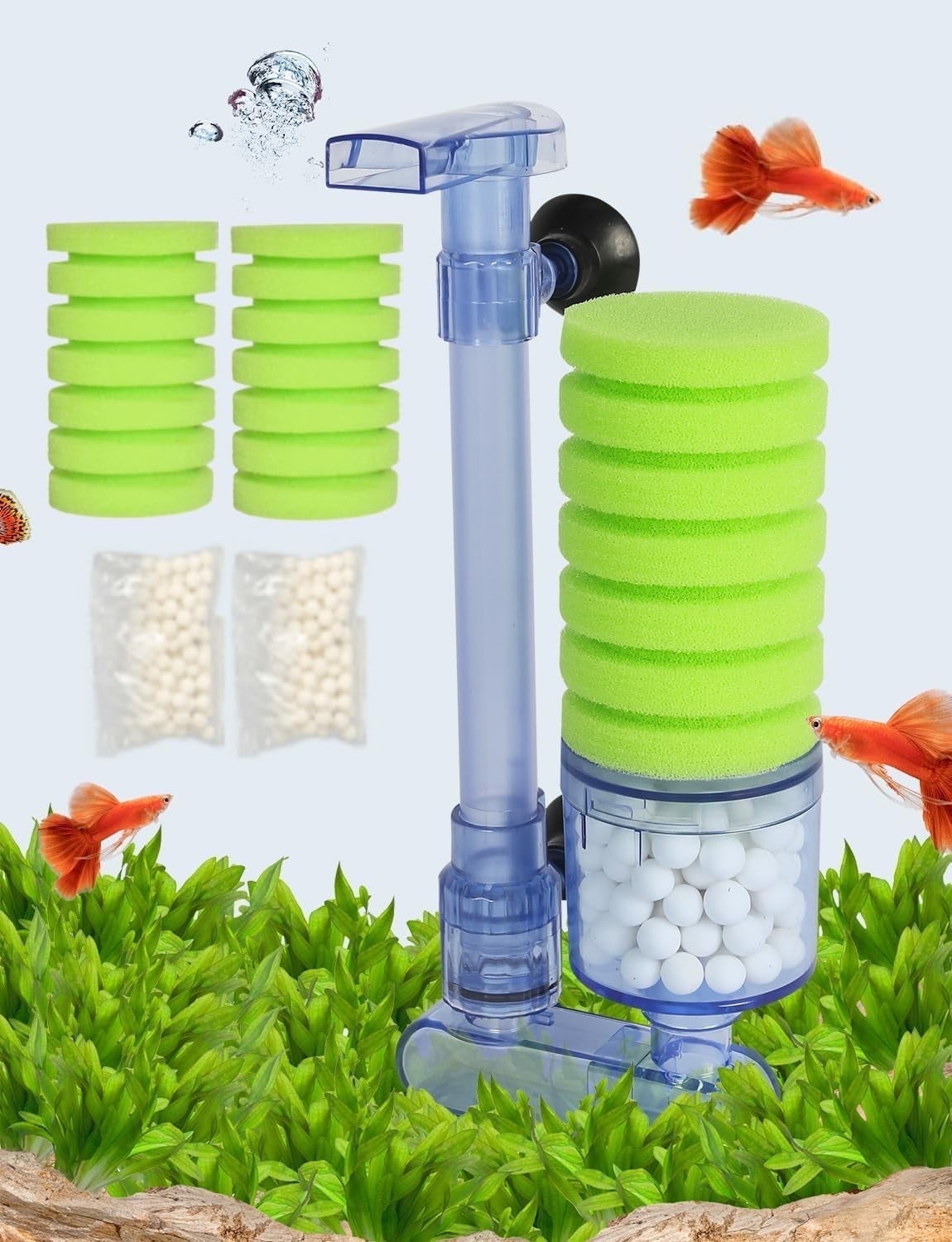 BOXTECH Ceramic Sponge Filter for Fish Tanks, Ultra Quiet Aquarium Air ...