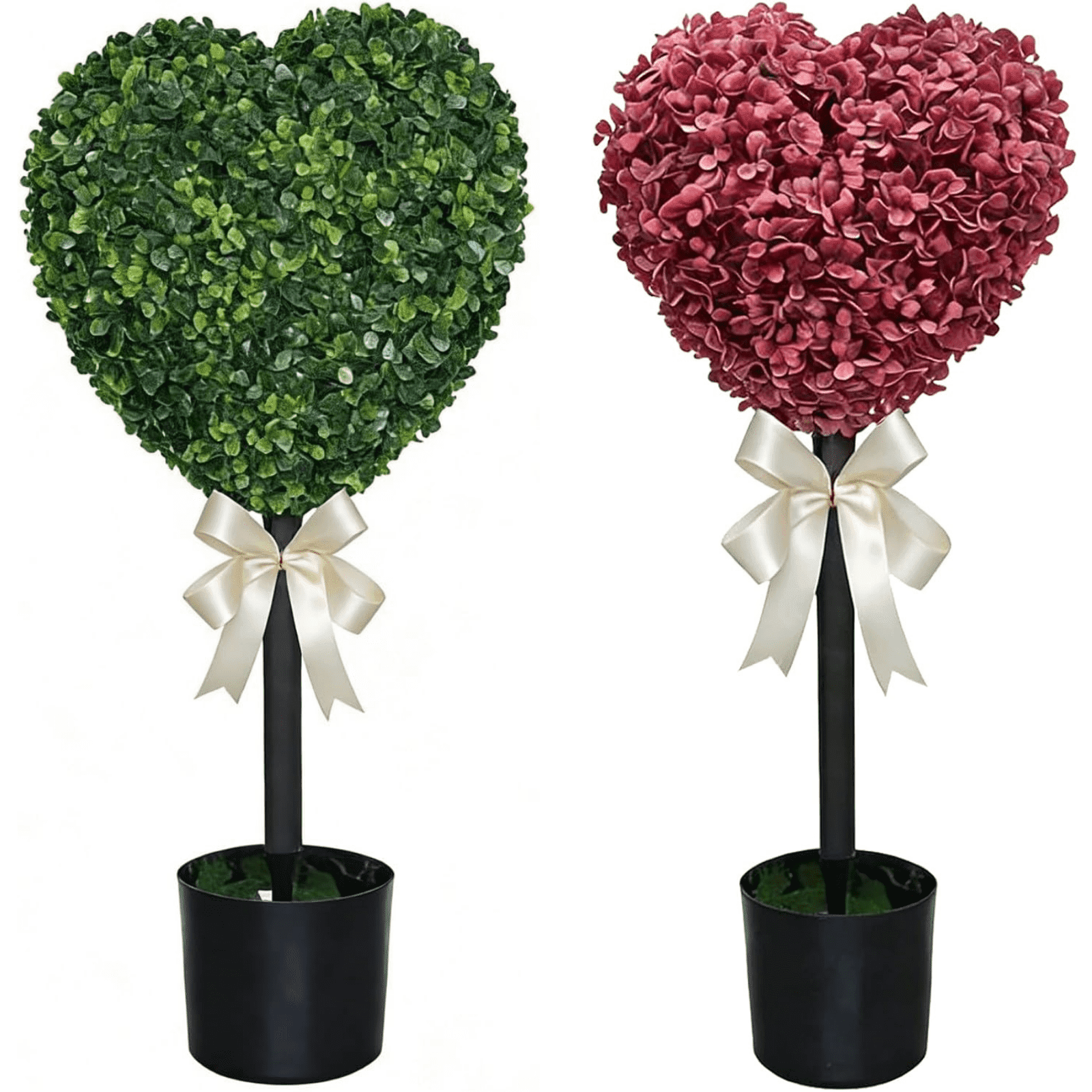 Boxwood Heart Topiary Outdoor, 29.5in Artificial Valentine's Day Heart ...